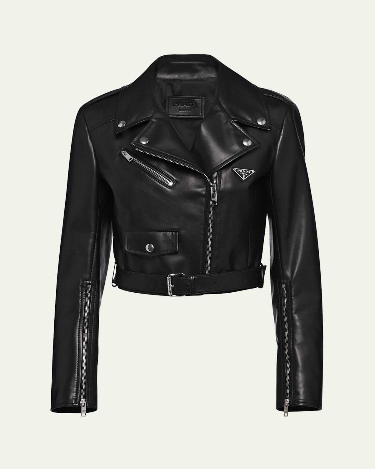Prada Napa Leather Biker Jacket - F0002 Nero | Editorialist